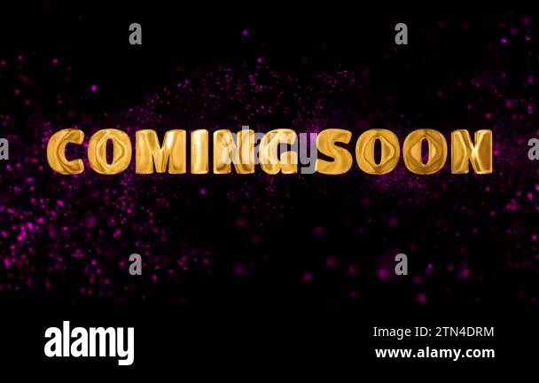 Text COMING SOON golden 3d digital technology animated on pink particle ... Text COMING SOON golden 3d digital technology animated on pink particle ...