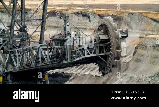 Bucket Wheel Excavators At Action - Mining coal energy Stock Video ...