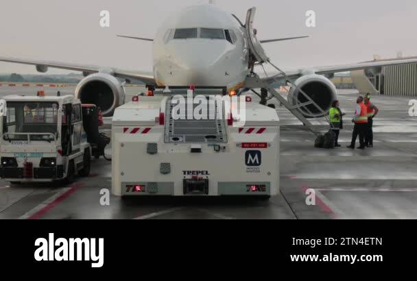 Budapest, Hungary - Circa 2021: Ryanair aircraft at the airport, ground ...