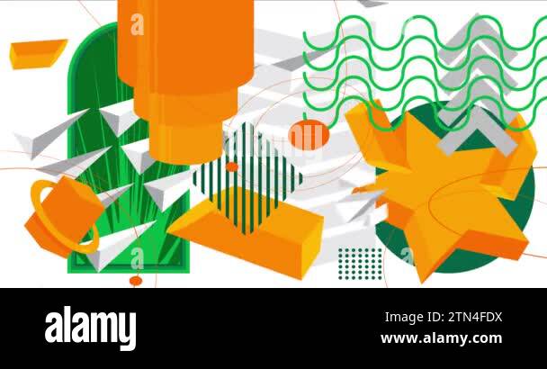 Busy green, orange and white geometric background video template ...