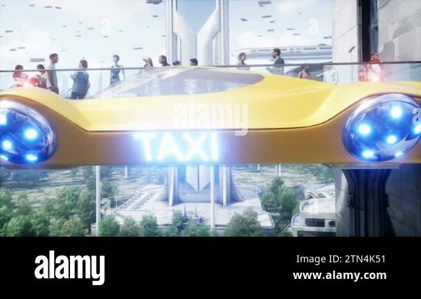 Futuristic city. 3d people and robots. Future concept. Realistic 4k ...