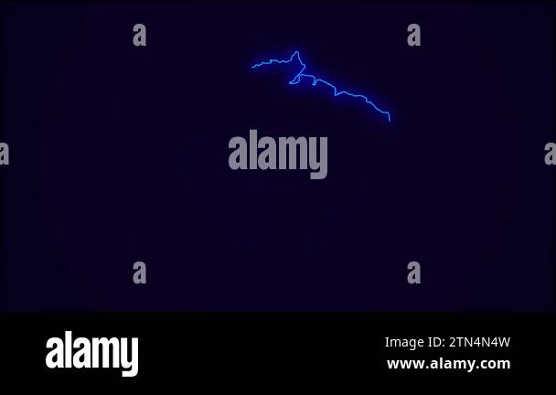 Brazil Map Outline Country Border on dark blue. Neon Lights colorful ...