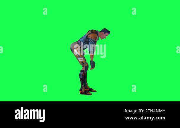 Animated man in blue suit and green pants lifting weights from left ...