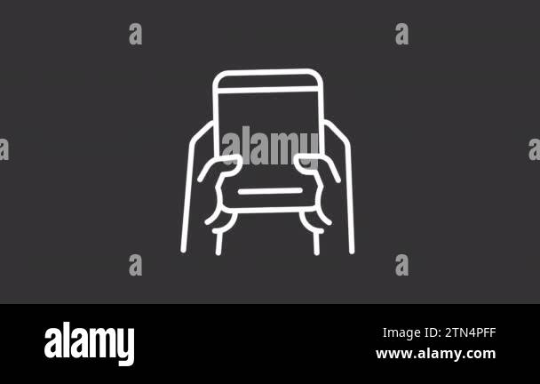 Using tablet white icon animation. Animated line two hands holding ...