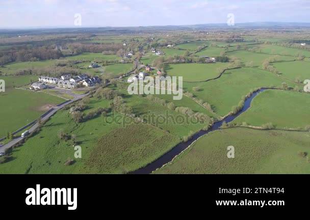 Aerial view of an Irish public free tourist landmark, Quin Abbey ...