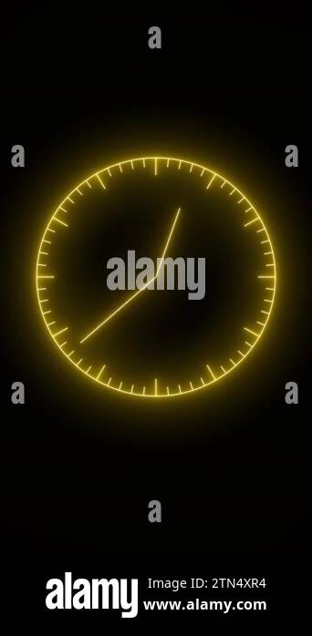 Vertical video animation of analog clock with moving arrows in seamless ...