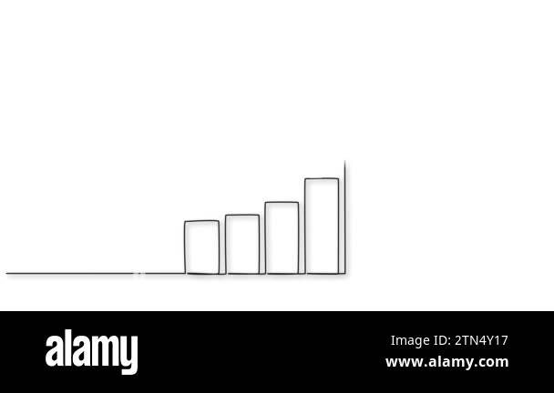 animated continuous single line drawing of business chart with arrow ...