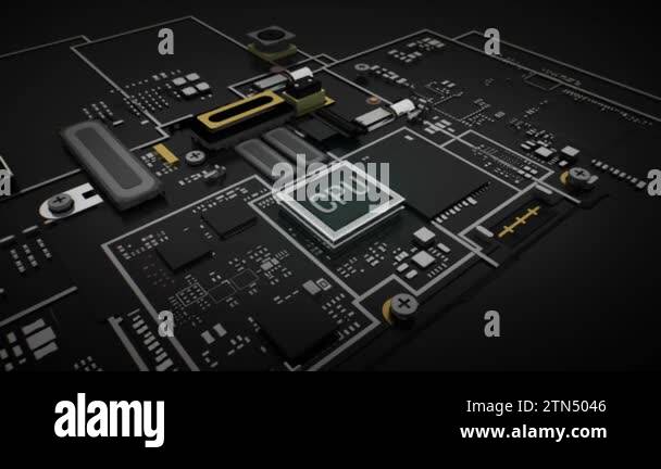Hologram typo 'SUCCESS' on CPU chip circuit, grow artificial ...