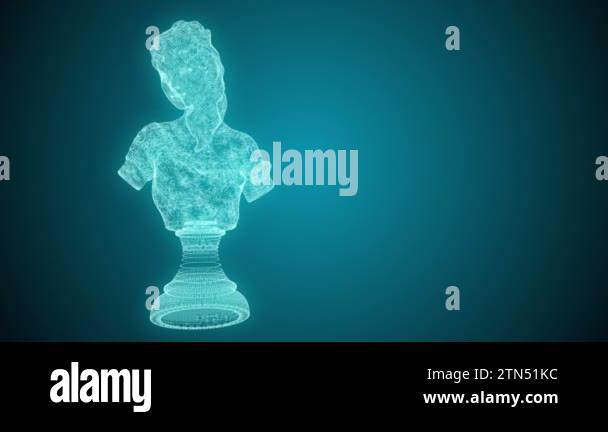 Rotating 3d Model Of A Girl Statue Of Lines And Points Abstraction Stock Video Footage Alamy