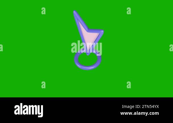 3D Location Pin pointer on Map animated cartoon on Green screen ...