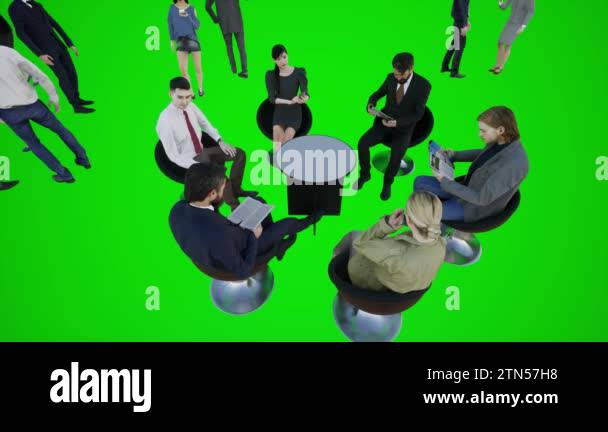 3D animation of Europeans and Africans talking while sitting around a ...