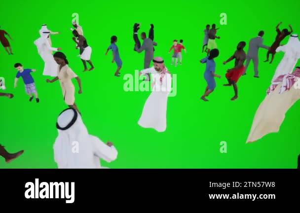 3D animation of African and Arab people dancing and having fun in the ...
