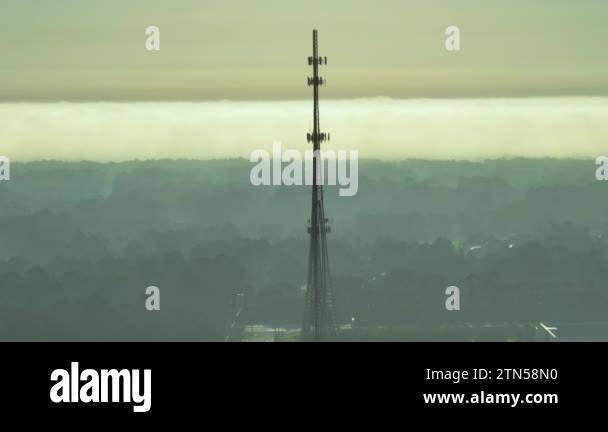 Tall telecommunication radio cell tower with wireless communication 5g antennas for network ...