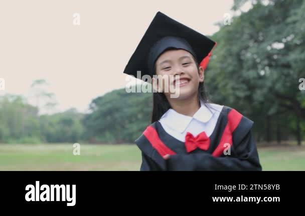 Educational concept of 4k Resolution. Asian girls dancing happily on ...