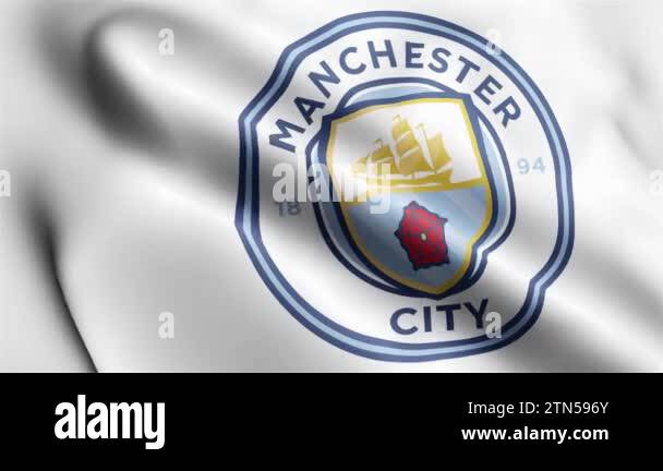 Manchester-City Flag video waving in wind. Manchester-City Flag Wave ...