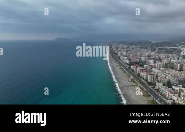 Birds over the vast expanses of air. Beaches and coastline. Group of ...