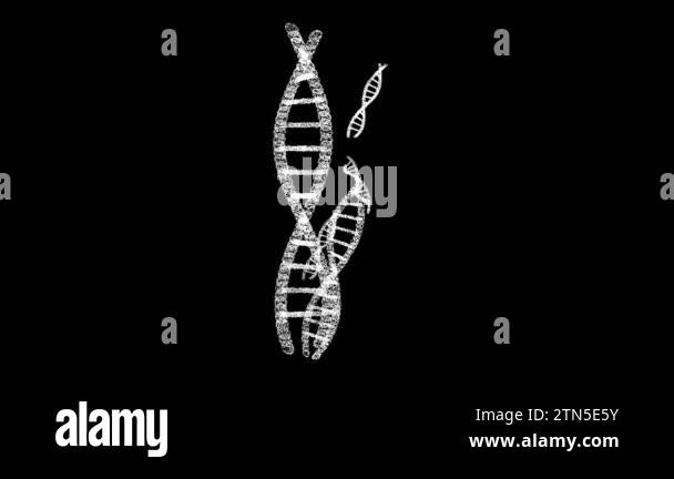 3d Dna Helix Rotates On Black Bg Object Dissolved Flickering Particles Scientific Medical