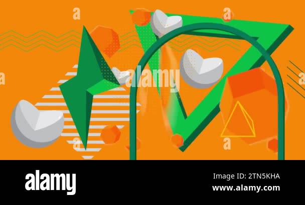 Busy green, orange and white geometric background video template ...