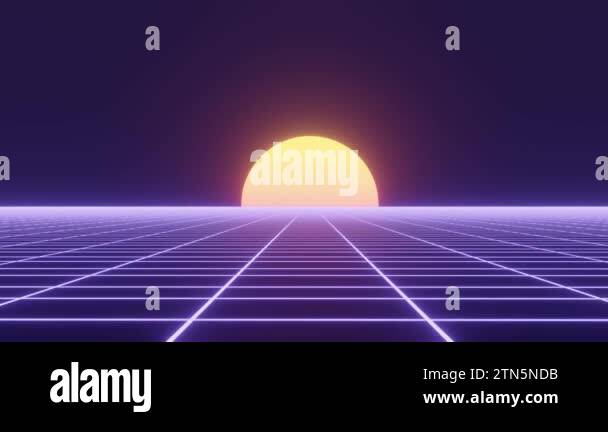 Abstract retro perspective grid. Futuristic polygonal background in the ...