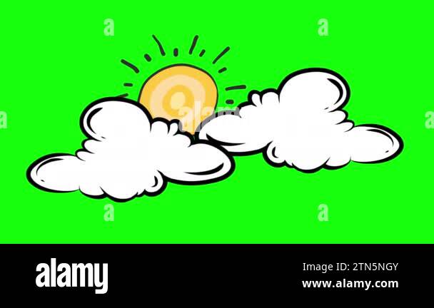 4K Cloudy sky animation. Animated Clouds timelapse Isolated on Green ...