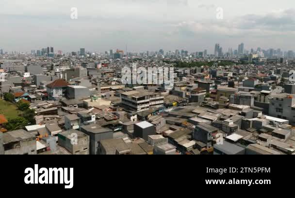 Slums with houses in Jakarta. City Landscape. Indonesia Stock Video ...