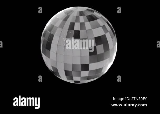 Animation of disco mirror ball over neon light trails on black ...