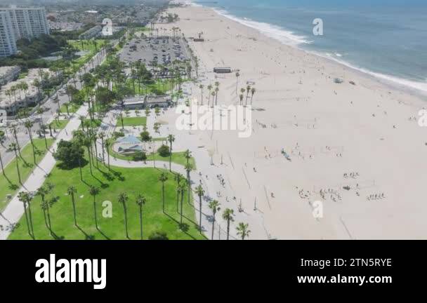 Cinematic concept of Beach sports at sandy Santa Monica beach ...