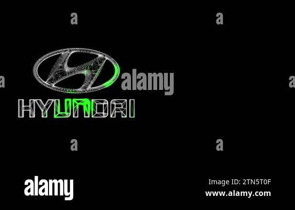 3D HYUNDAI Motor Company logo on black bg. South Korean car brand. Car ...