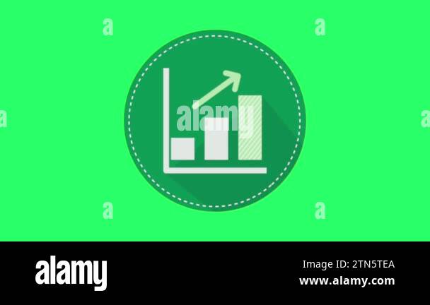 Animation white bar graph infographic object on green background Stock ...