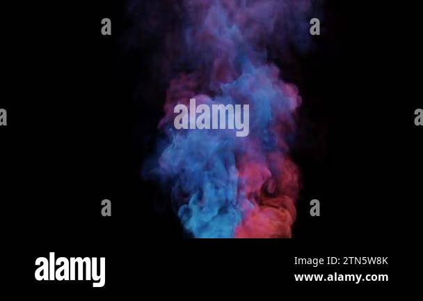 Mixed blue and red plumes and pillars of smoke rising up - 4K isolated ...