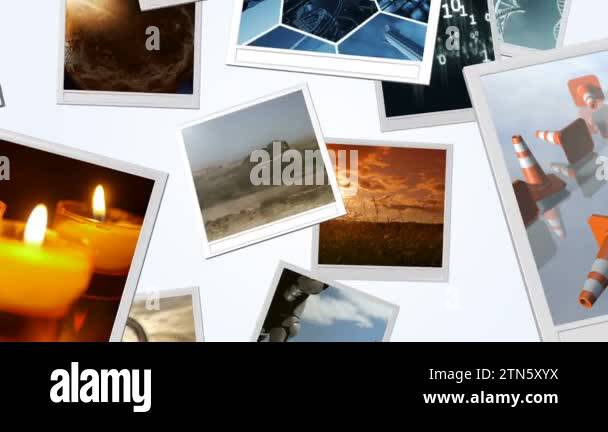 rendered animation of falling photo frames Stock Video Footage - Alamy