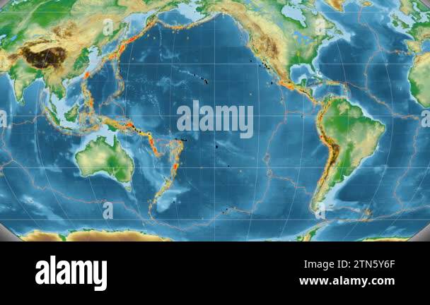 Pacific tectonics featured. Physical. Kavrayskiy VII projection Stock ...