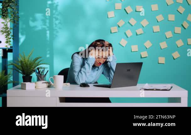 Overworked exhausted office clerk on the edge of having mental ...