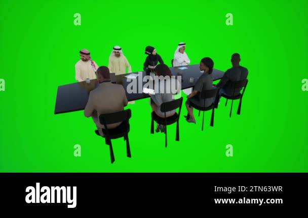 3D animation of the meeting of Arabs and Africans, top chefs talking to ...