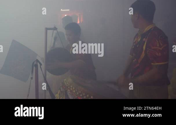 Sunga Ara, Penang, Malaysia - Apr 22 2023: Chinese drum and gong ...