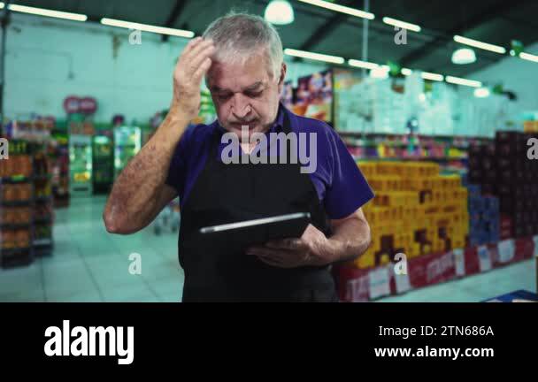 Stressed business owner of supermarket chain feeling pressure facing ...