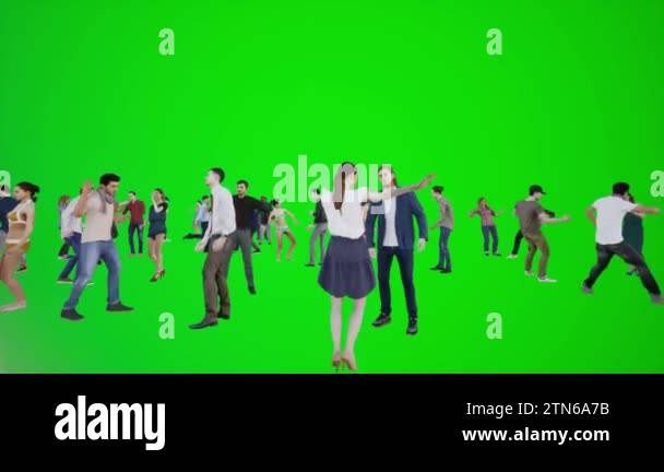 3D animation of a European crowd dancing and rejoicing in London parks ...