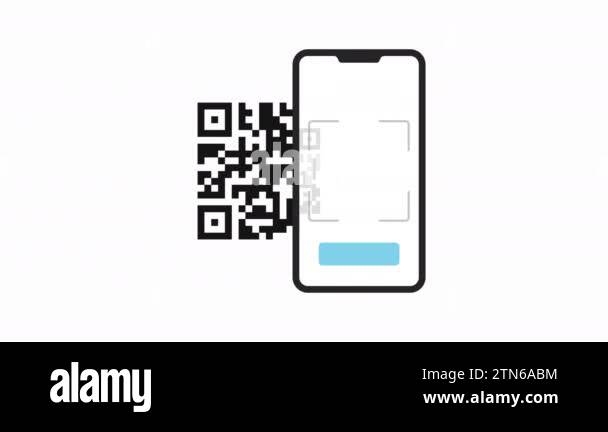 Dangerous qr code connection animation. Contactless payment with mobile ...