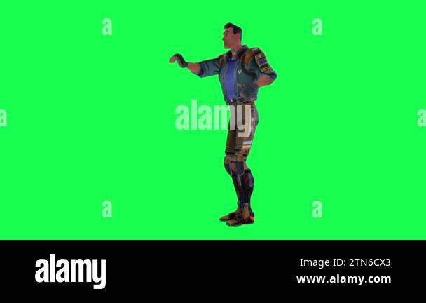 Animated character in blue dress and green pants picking fruit from ...