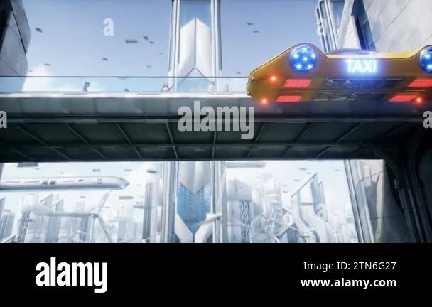 Futuristic city. 3d people and robots. Future concept. Realistic 4k ...