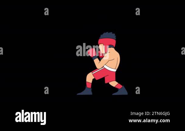Red boxer hitting punches. concept of fighting boxer. animation video ...