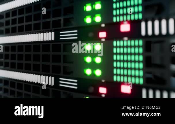 light from Data Center Server Racks Cabinets. network security server ...