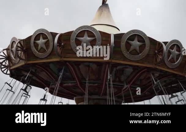 Traditional Two-storey Fairground Vintage Carousel Sunset soft light ...