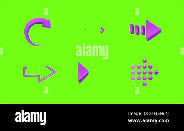 Collection of different purple arrow animations on a green background ...