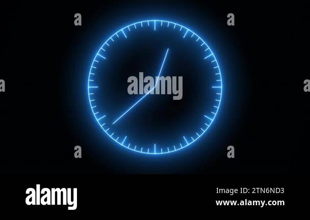 Video animation of analog clock with moving arrows in seamless 12 hour ...