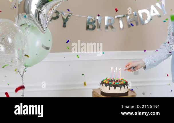 Happy Birthday, Background & Colorful Confetti Falling Animation 4K ...