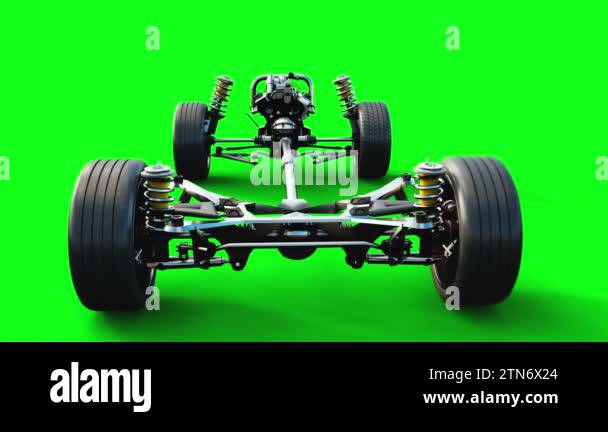 Car chassis with engine isolate. Very fast driving. Auto concept. Green ...
