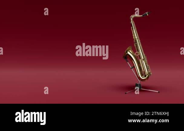 Saxophon isolated in loop in dark red degraded background aligned to ...