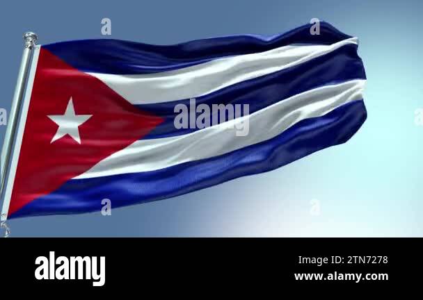 4k render Cuba Flag video waving in wind. Cuba Flag Wave Loop waving in ...