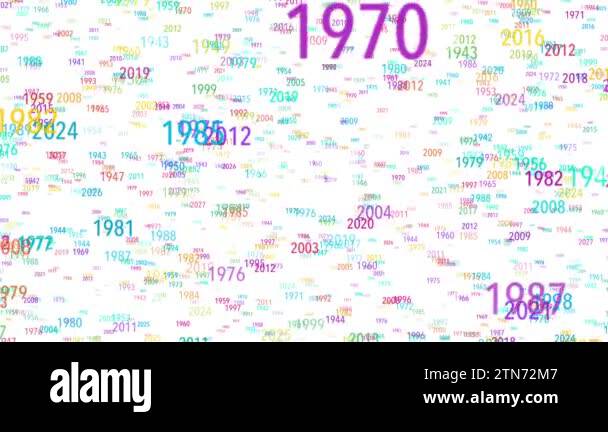 Colorful year digits floating and soaring through the air, numbers ...